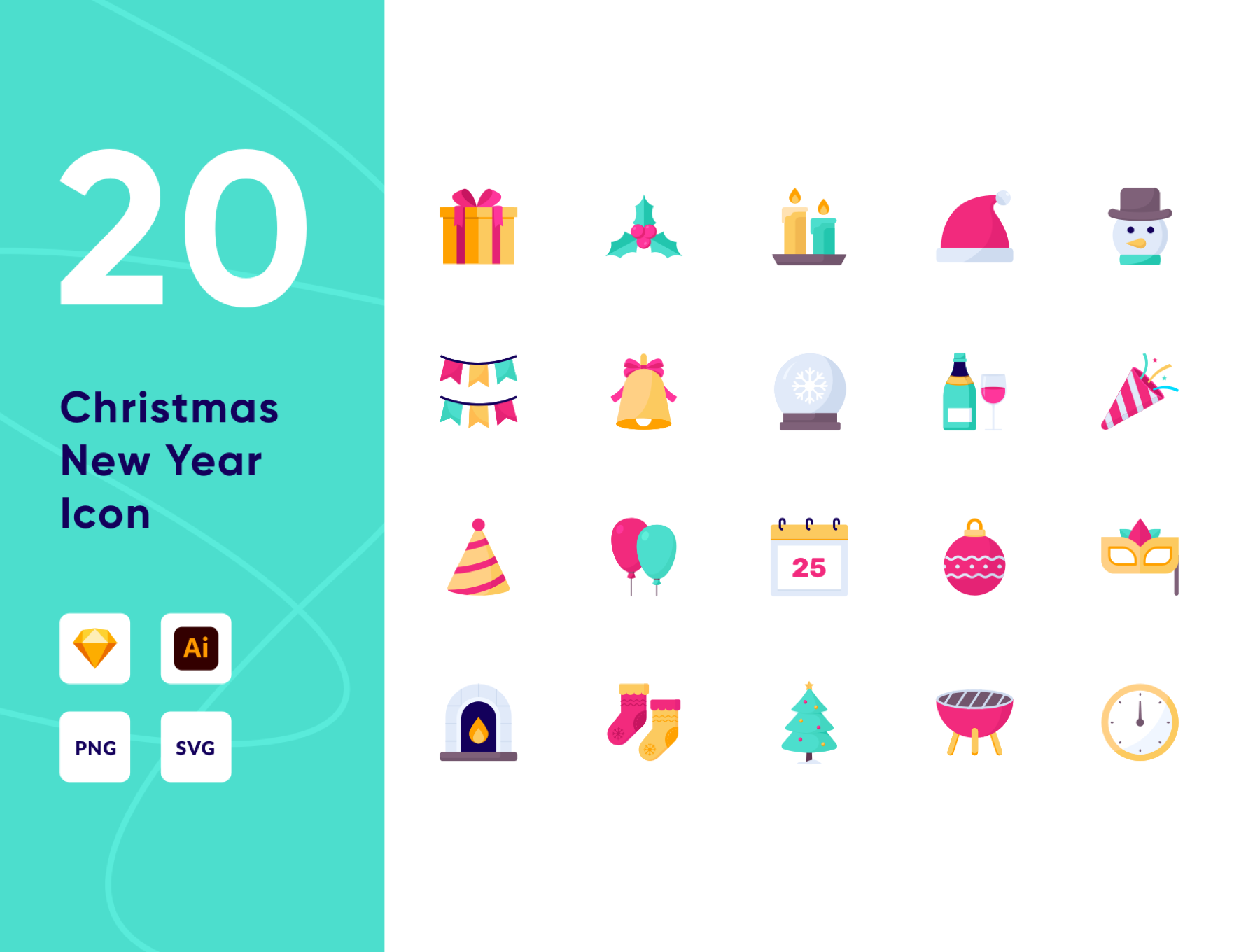 Christmas And New Year Icon Pack. | Designspace