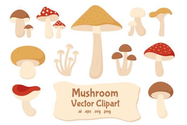 Mushroom Collection Vector Clip Art | Designspace