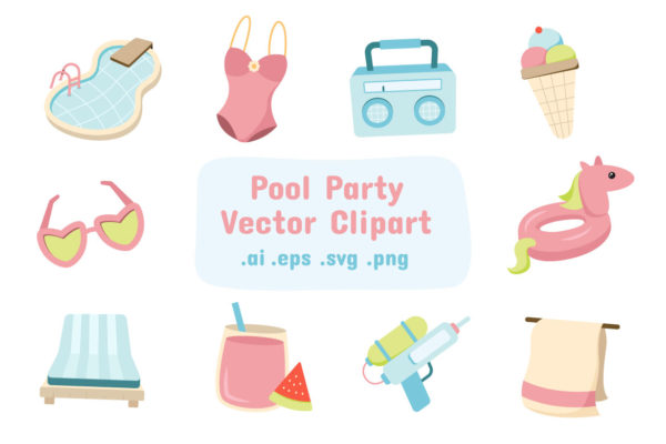 Pool Party Vector Clip Art | Designspace