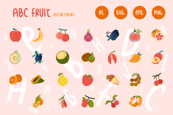 ABC Fruit Clipart | Designspace