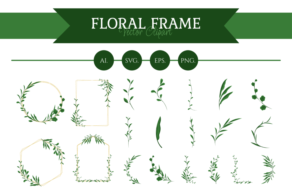 Green Floral Frame Clipart | Designspace