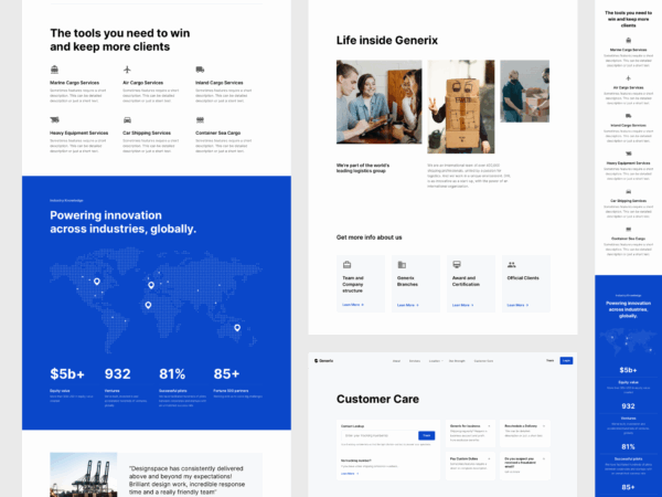 Generix: Shipping and Logistics SaaS Landing Page UI Kit - Designspace