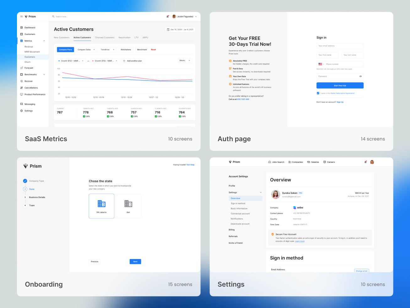 Prism Dashboard UI Kit - Designspace